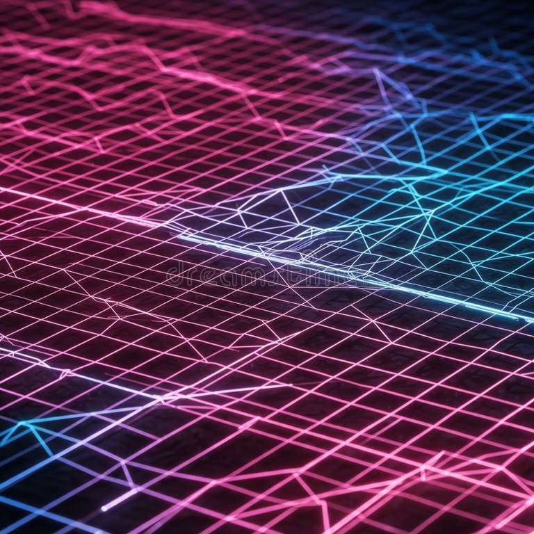 A Digital Abstract Image Featuring a Grid-like Structure with ...