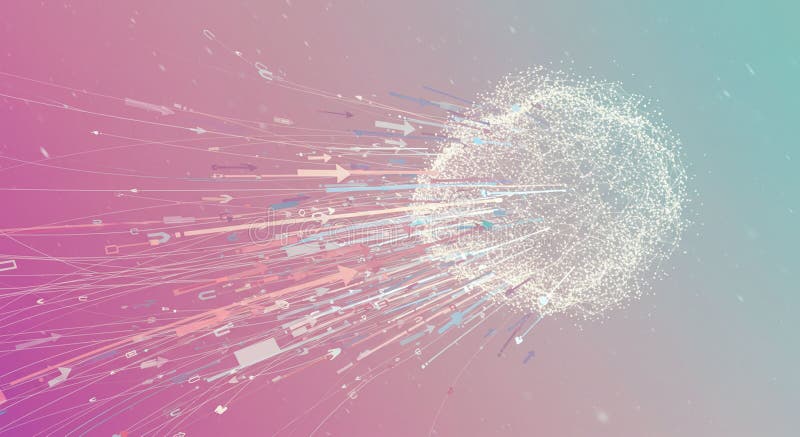 A Digital Abstract Image Featuring a Spherical Cluster of White ...