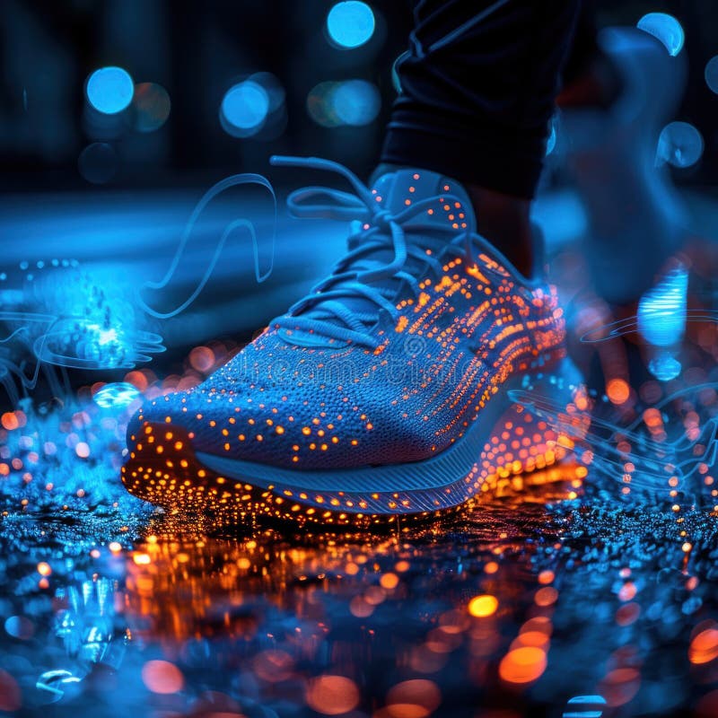 Digital Abstract Line Athlete S Shoe, Radiating from it Data Collection ...
