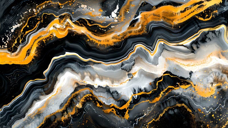 Elegant Abstract Marble Patterns with Golden Accents. Contemporary Art ...