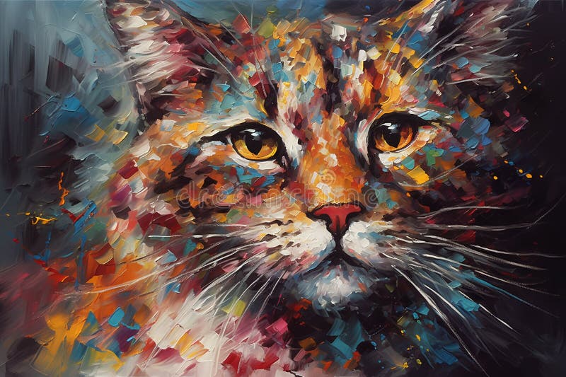 Abstract Painting of a Cat - Generative AI Stock Illustration ...