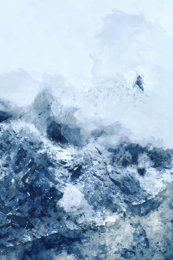 Digital Abstract Painting in Cool Tone for Background Stock Photo ...