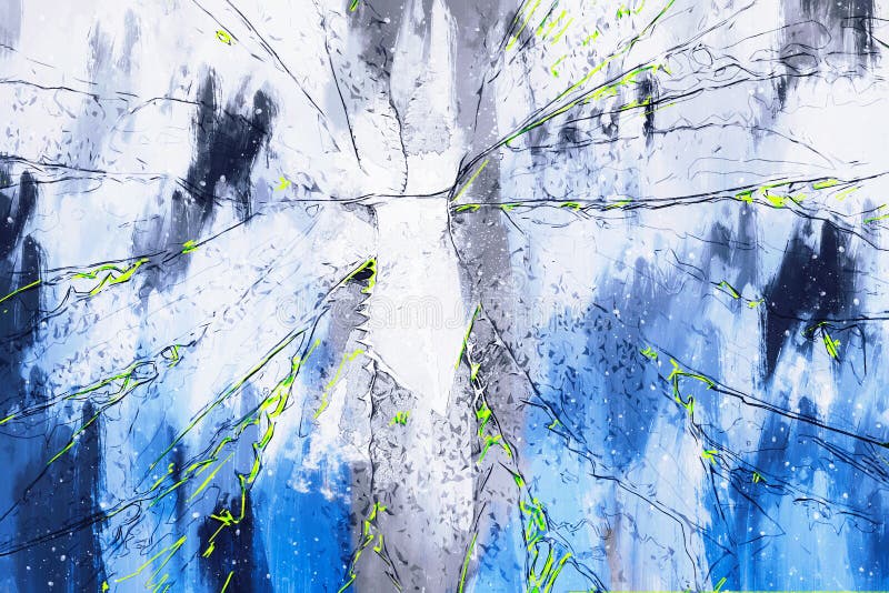 Digital Abstract Painting in Cool Tone for Background, Cool Color ...