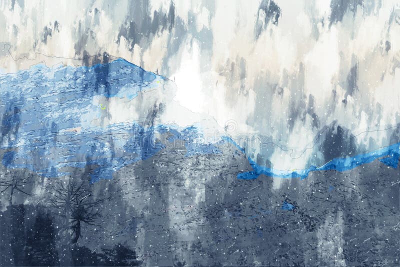 Digital Abstract Painting in Cool Tone for Background, Cool Color ...