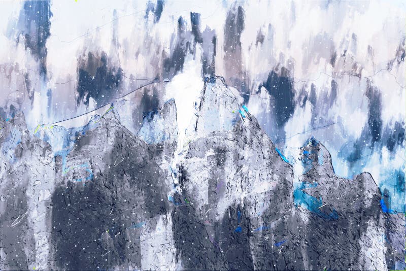 Digital Abstract Painting in Cool Tone for Background, Cool Color ...