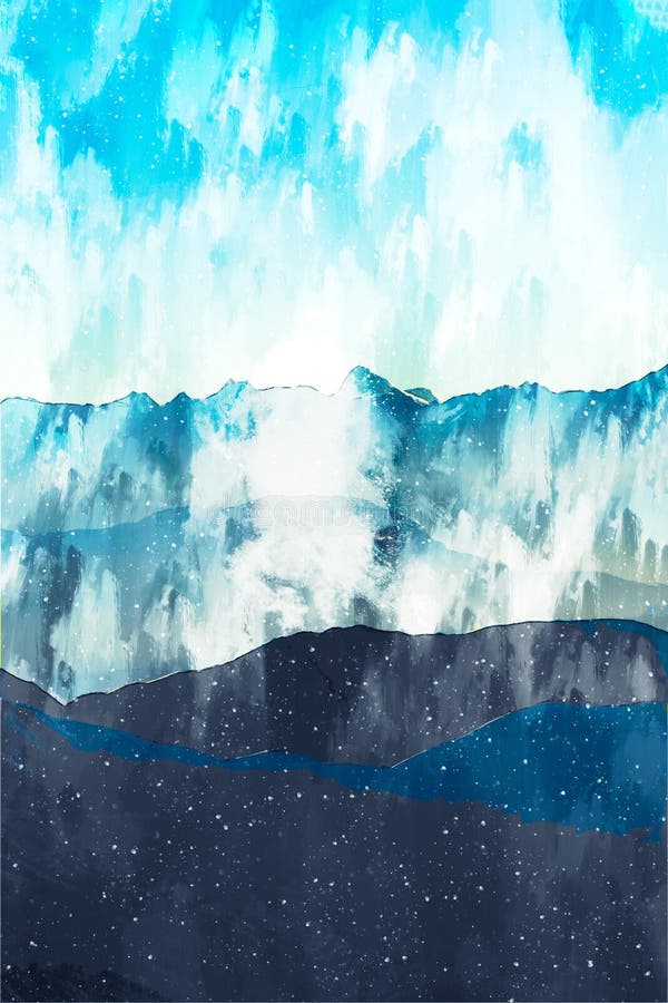 Digital Abstract Painting in Cool Tone for Background, Cool Color ...