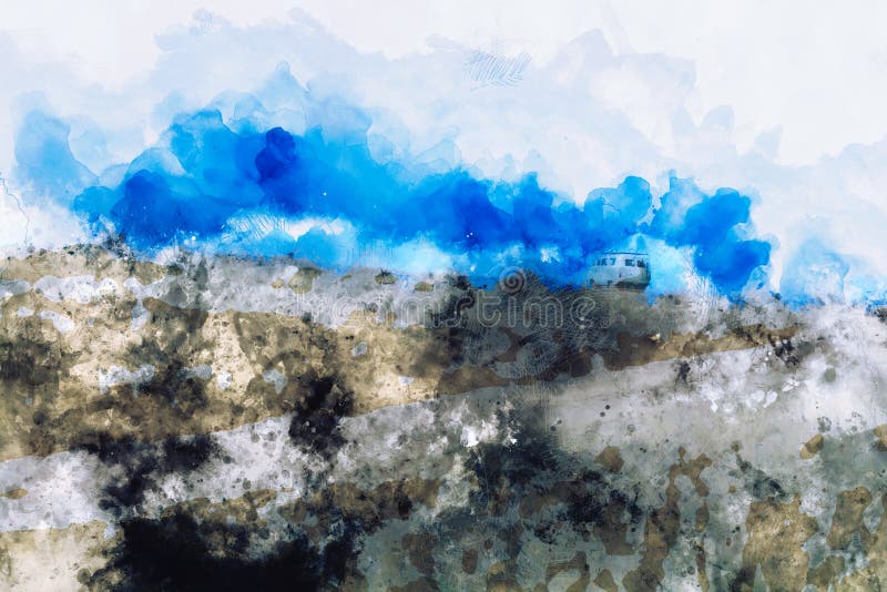 Digital Abstract Painting in Cool Tone for Background, Cool Color ...