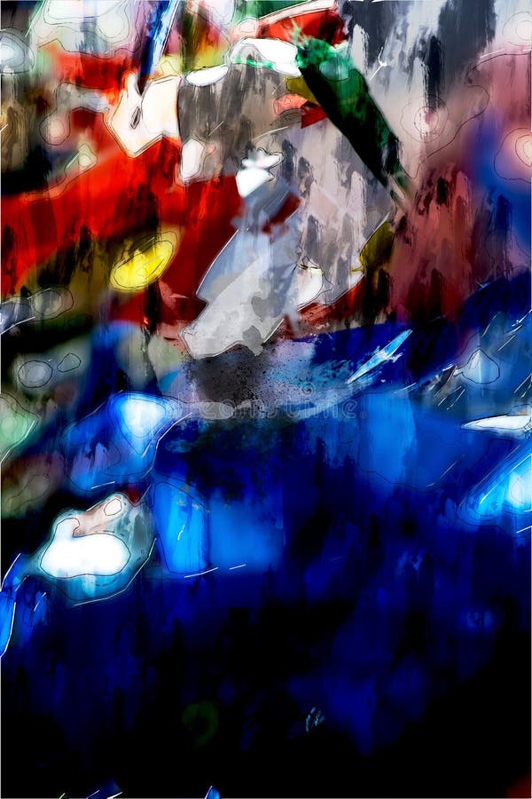 Digital Abstract Painting in Cool Tone for Background, Cool Color ...