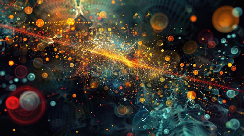 Digital Abstract Particles Acceleration on Blue Background Stock ...