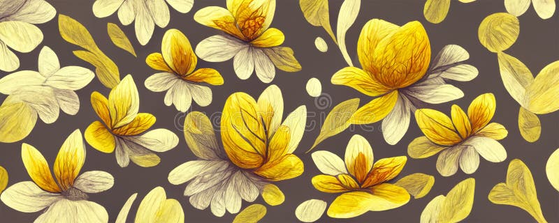 Digital Abstract Pattern, Yellow Flowers Themed Heather Background ...