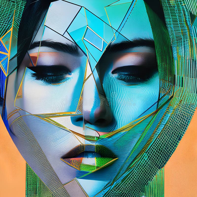 A Digital Abstract Portrait of a Woman, with Her Face Distorted and ...