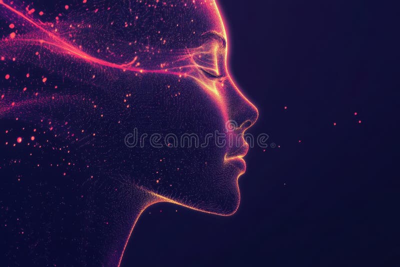 Digital Abstract Profile stock image. Image of neon - 382330979