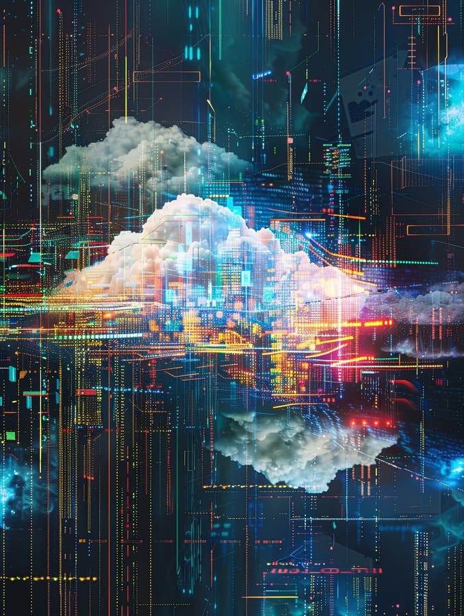 A Digital Abstract Representation Of Cloud Computing Featuring Data Processing And Ai