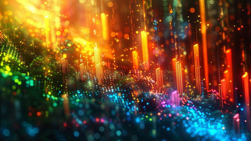 Digital Abstract Representation of Stock Market Activity, Featuring ...