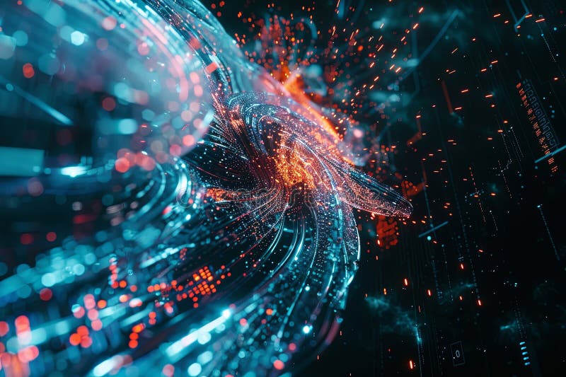 A Digital Abstract Representing Data Streams Complex Graphs And Digital Interfaces Reflecting