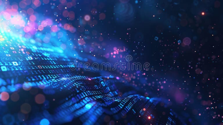 Digital Aura Astronomy Background Featuring Glowing Particle Data with ...