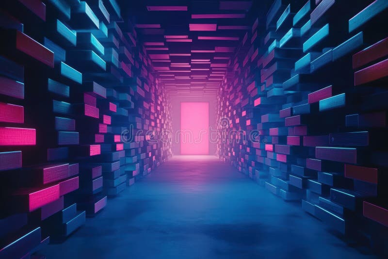 Digital Abstract Storage Facility with Floating Items Stock Photo ...