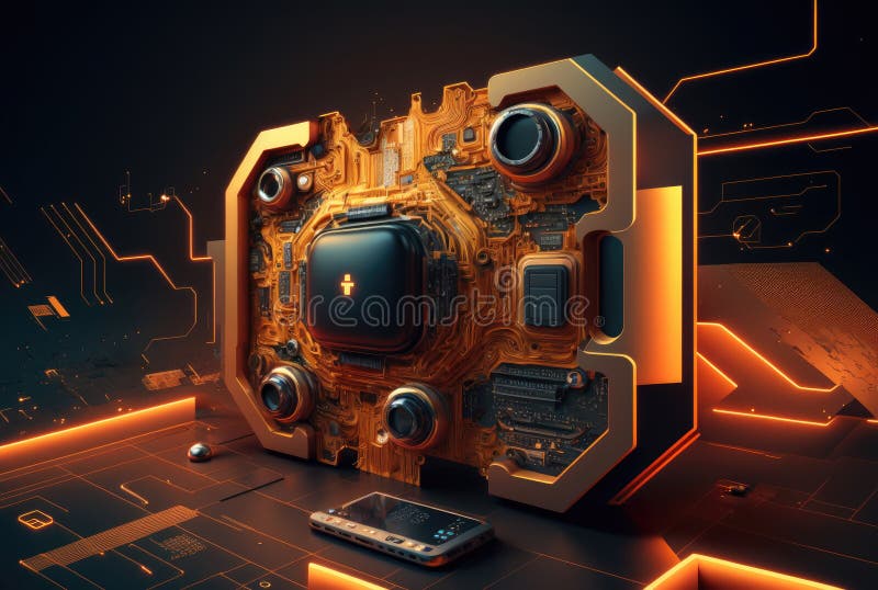 A Digital Abstract Technology Background with High Tech Elements ...