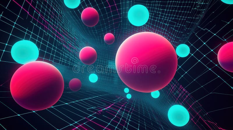 Digital Abstract Visualization of Spheres in Vibrant Colors Against a ...