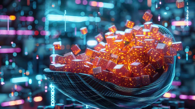 Digital Abundance in a Futuristic Interface with Data Cubes and Binary ...