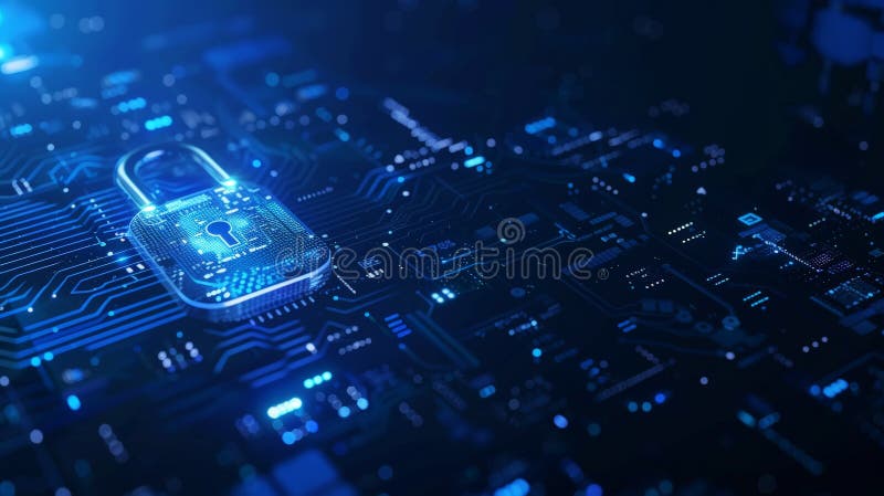 Digital Access Lock. Dark Blue Business and Technology Background, Data ...