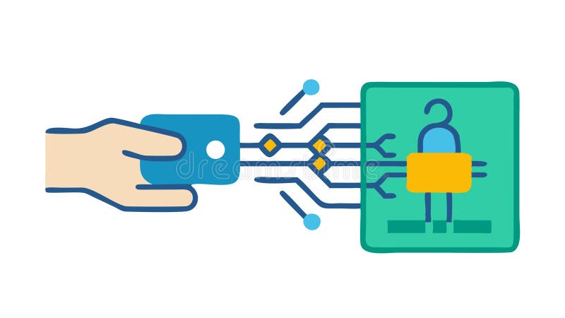 Digital Access and Security with a Hand Inserting a Digital Key, Vector Design Generative AI ...