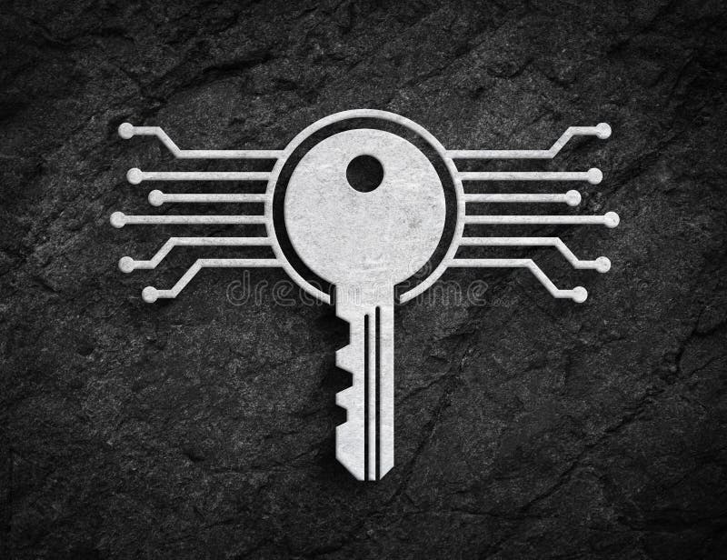 Digital Access Security Key Symbol Stone Wall Background Stock ...