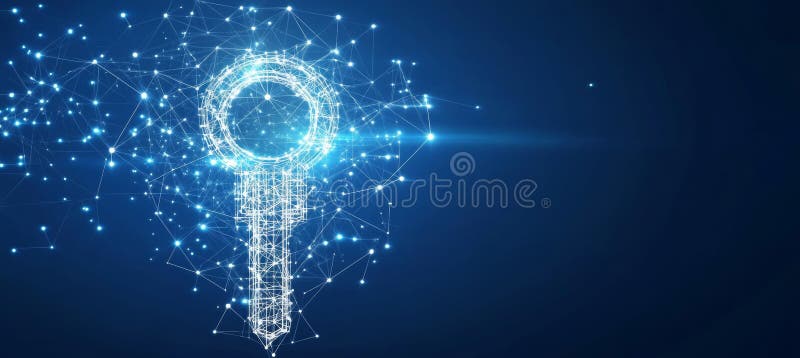Digital Access Symbol on Blue Tech Background Featuring Lines, Dots ...
