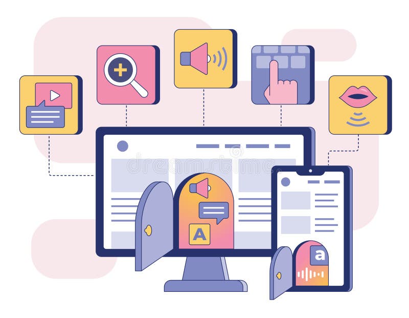 Digital Accessibility, Flat Vector Illustration, Product or Function ...