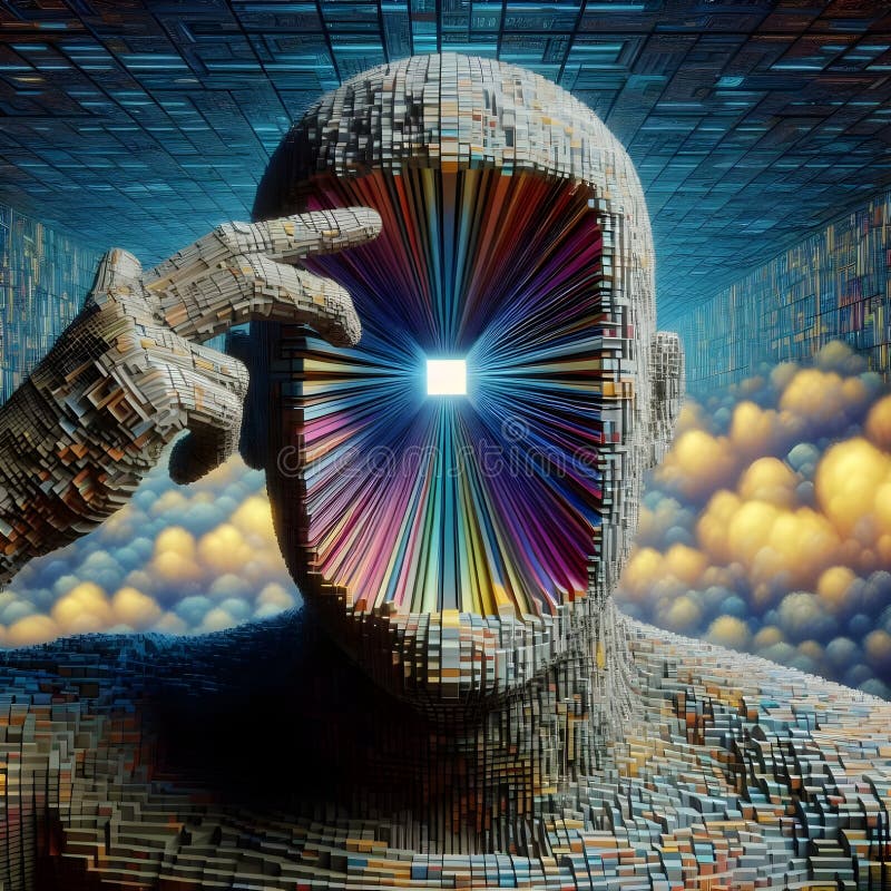 Digital Acsii Landscape of an Cyborg Forehead from Triangles,of ...