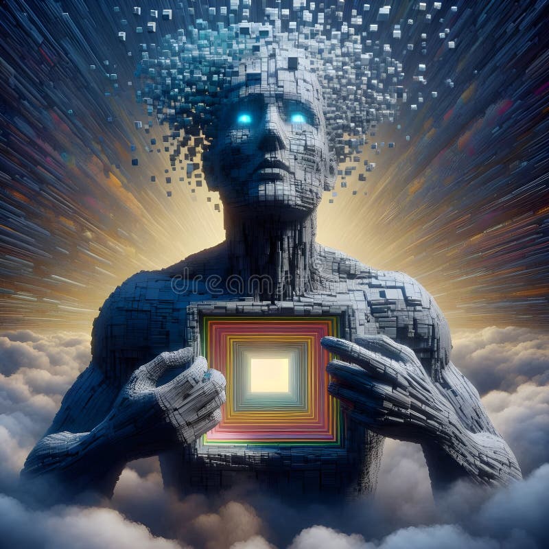 Digital Acsii Landscape of an Cyborg Forehead from Triangles,of ...