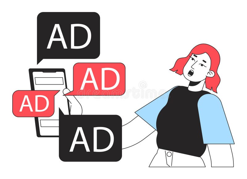 Digital Ads Overload Line Concept Vector Spot Illustration Stock Vector ...