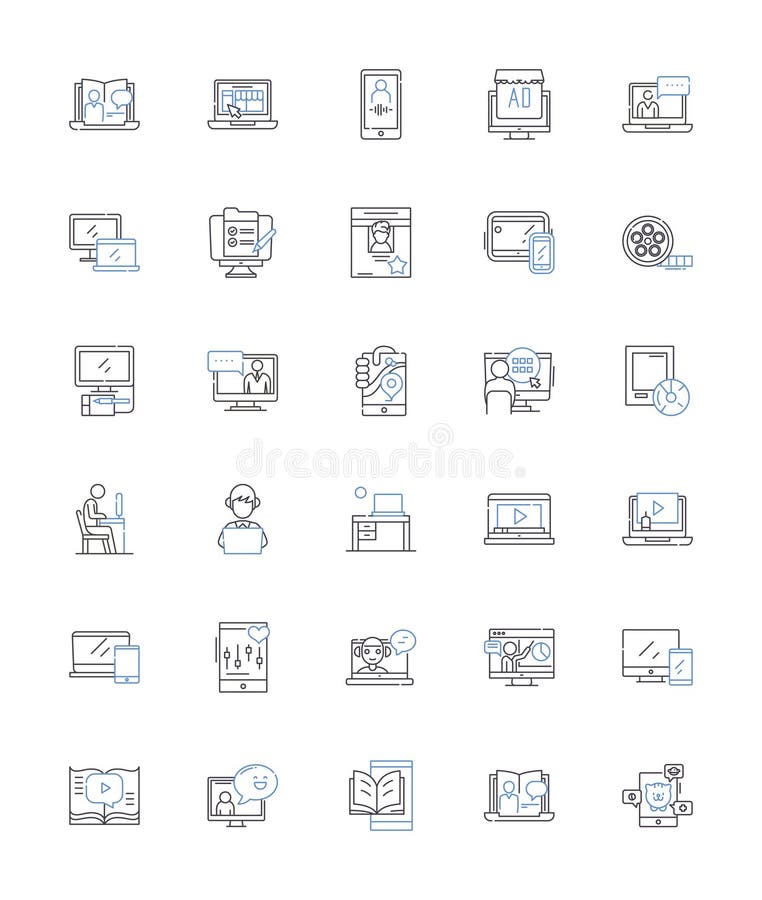 Digital Advertising Line Icons Collection. Display, Impressions ...