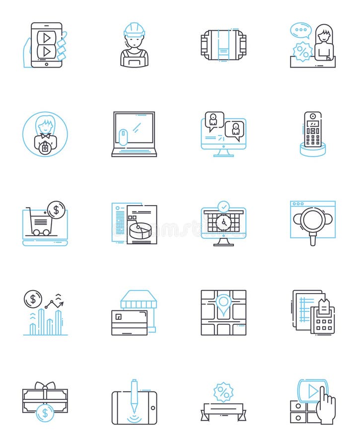 Digital Advertising Linear Icons Set. Optimization, Consumption ...