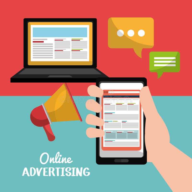 Digital Advertising and Marketing Stock Illustration - Illustration of ...