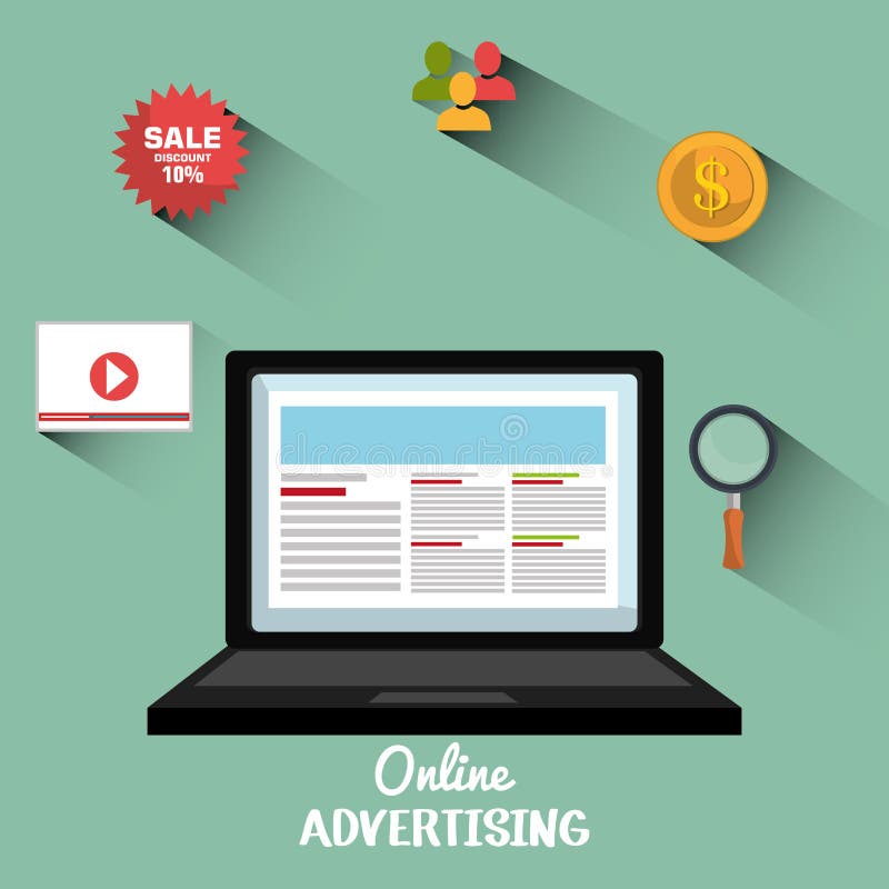Digital Advertising and Marketing Stock Illustration - Illustration of ...