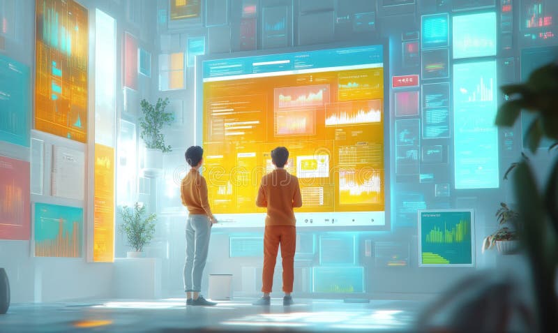 Digital Advertising Team Reviewing Performance Metrics on a Large ...