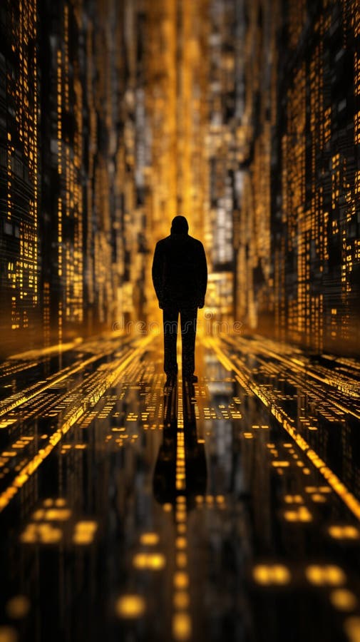 Digital Aesthetics Black and Yellow Binary Backdrop, Dynamic Graphic ...