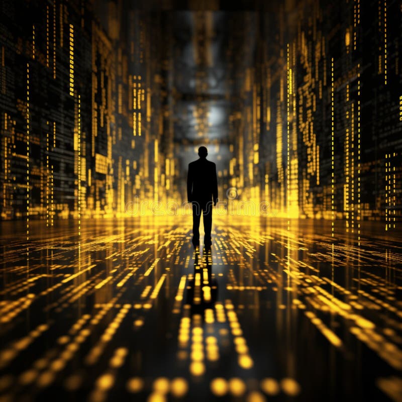 Digital Aesthetics Black and Yellow Binary Backdrop, Dynamic Graphic ...