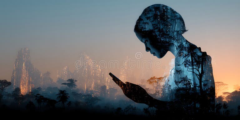 Digital Age Human Connection in a TechDriven World Stock Illustration ...