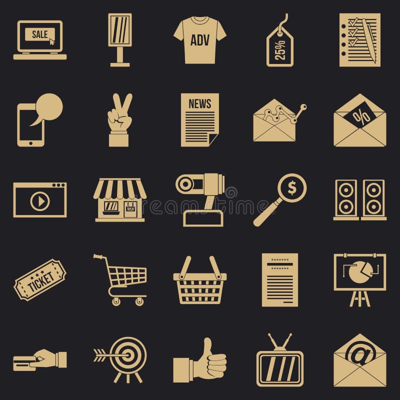 Digital Age Icons Set, Simple Style Stock Vector - Illustration of ...