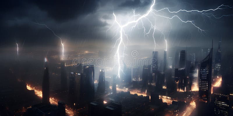 The Digital Age Metropolis Dynamic Lightning Generative AI Stock ...