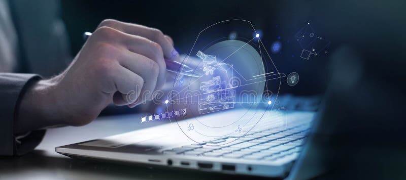 Digital Age of Microscope Use in Science and Technology Stock Photo ...