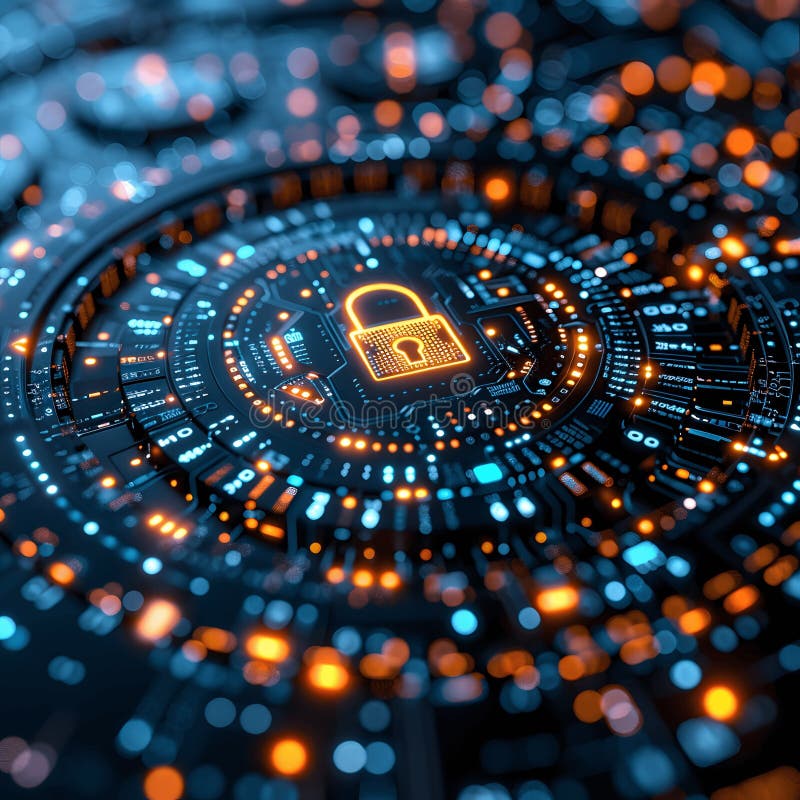 Digital Age Protection: Lock on Code. Stock Illustration - Illustration ...