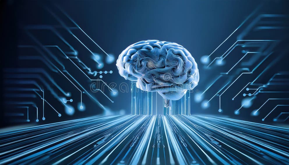 Digital AI Brain Technology Concept with a Computer Generated Image of ...