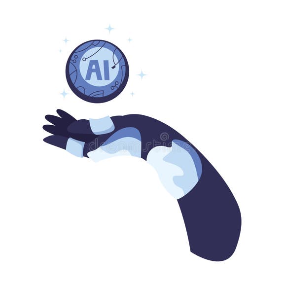 Digital Ai Chip in a Robot Hand Stock Vector - Illustration of machine ...