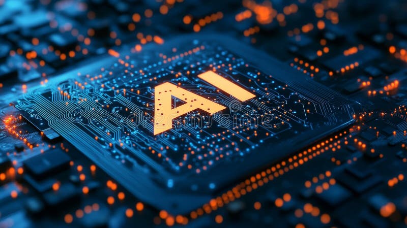 AI Chip with Circuits and Digital Network Connections Stock Image ...