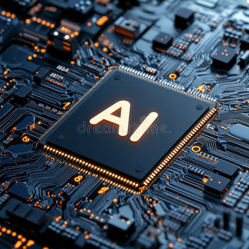 AI Chip with Circuits and Digital Network Connections Stock Photo ...