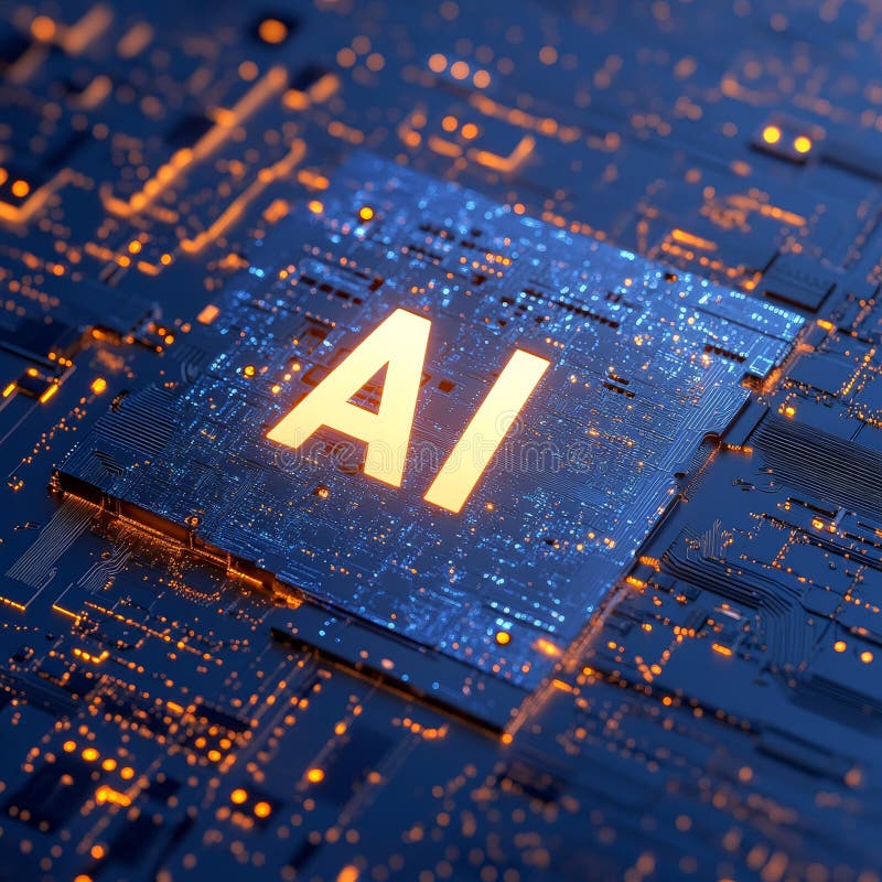 AI Chip with Circuits and Digital Network Connections Stock Image ...