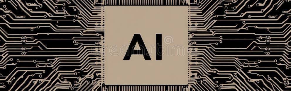 AI Chip with Circuits and Digital Network Connections Stock Image ...